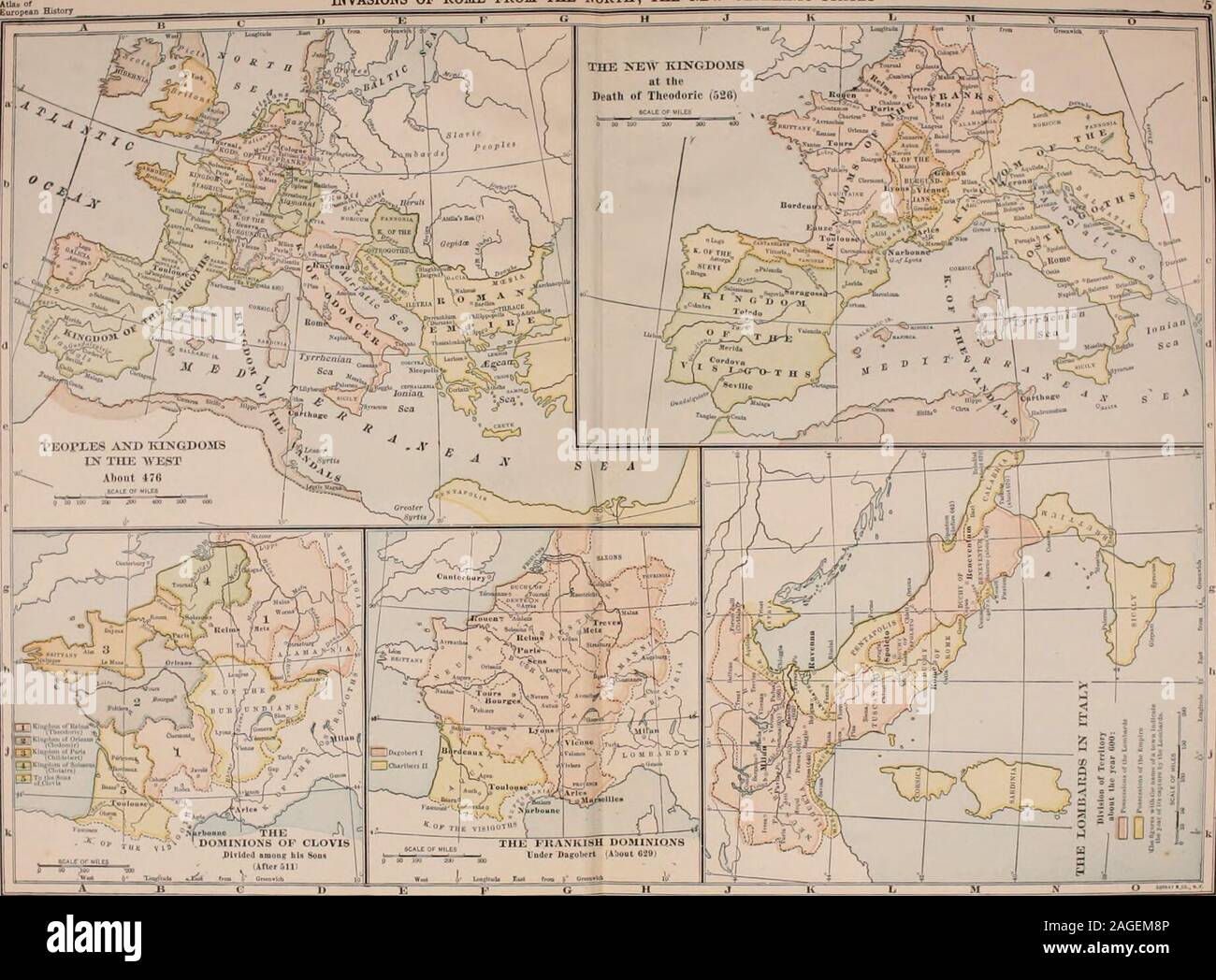 . Atlas of European history. DIVASIOHS OF ROME FROM THE NORTH; TECE HEW ...