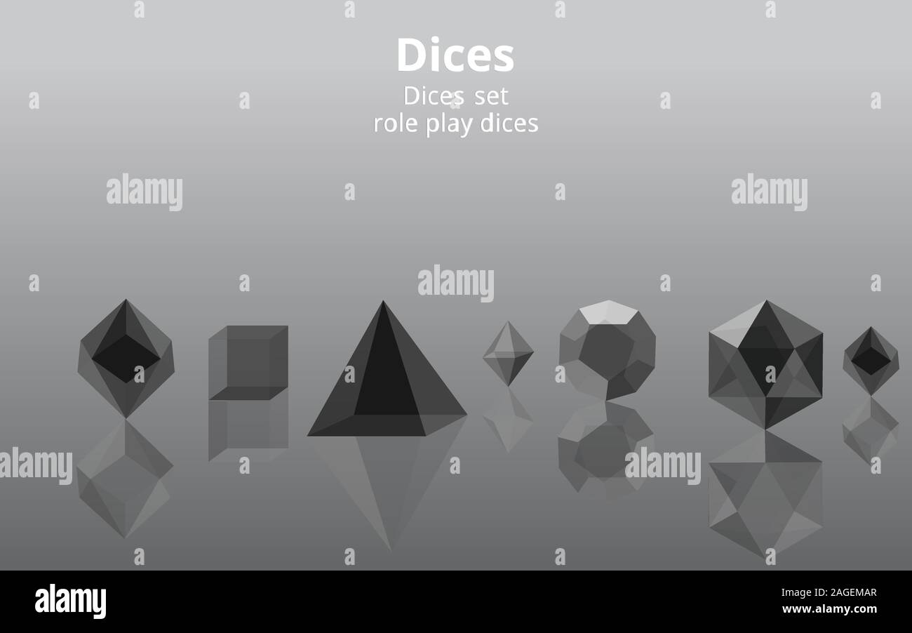 Set of transparent realistic DIY d20 dices, rpg game realistic template ...