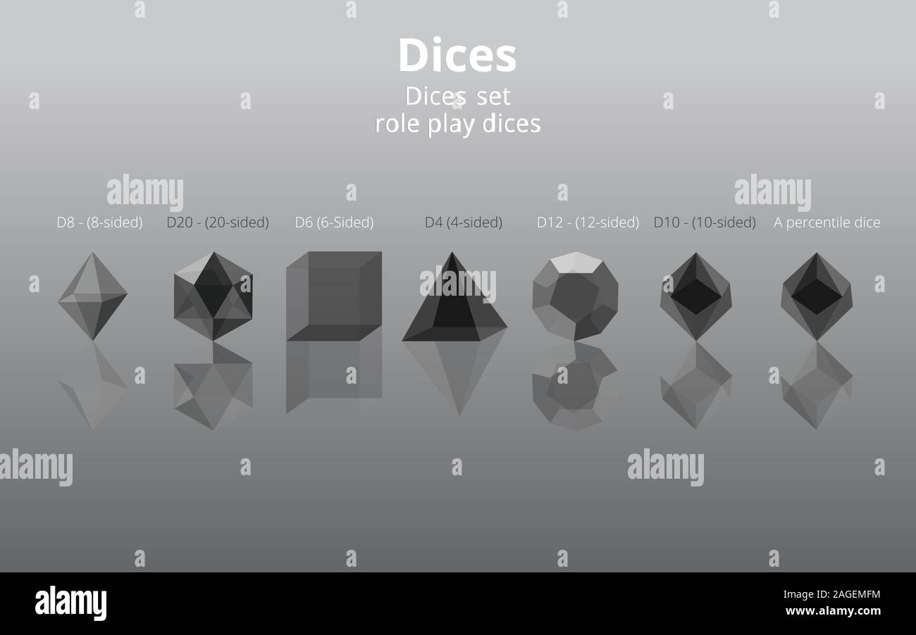 Set of transparent realistic DIY d20 dices, rpg game realistic template ...