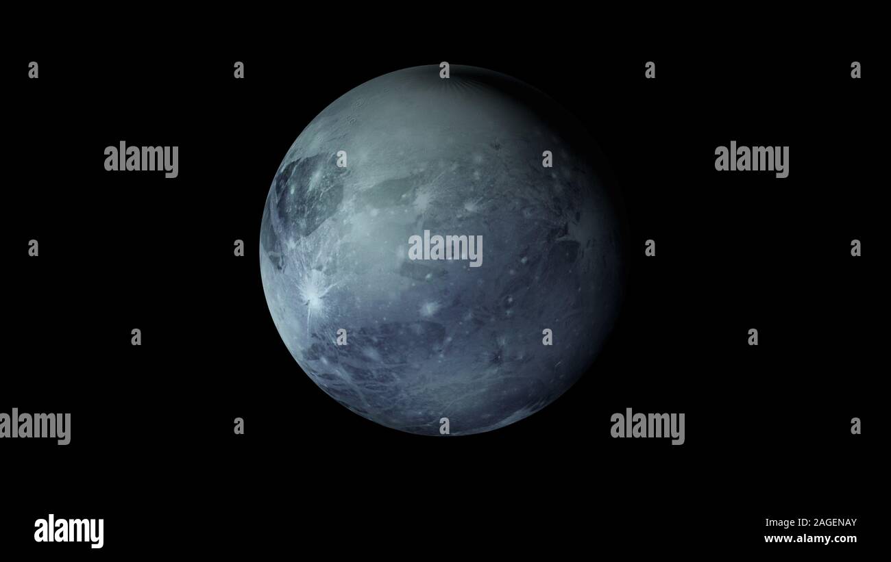 Computer generated rotation of the planet Pluto in cosmic stellar space ...