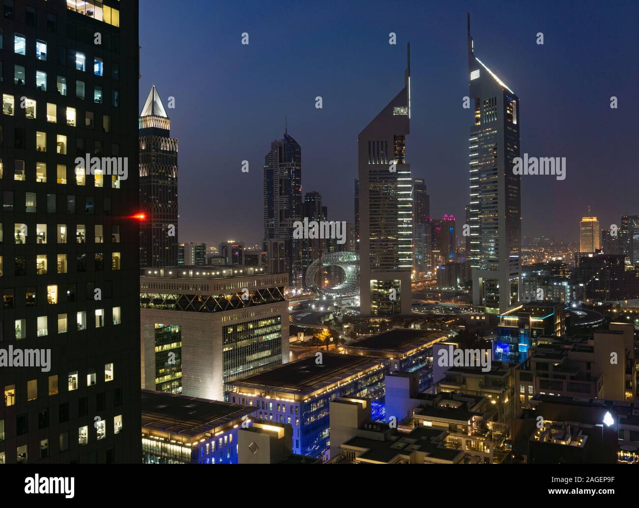 Night scene, Jumeirah Emirates Towers, Dubai, UAE Stock Photo - Alamy