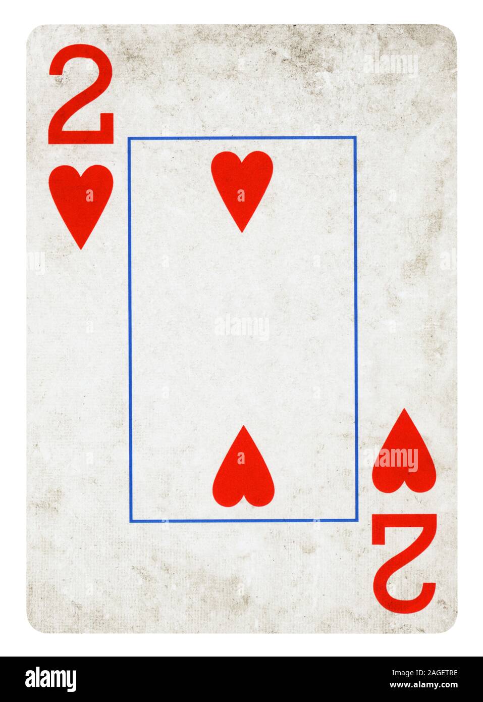 Two of Hearts Vintage playing card - isolated on white (clipping path ...