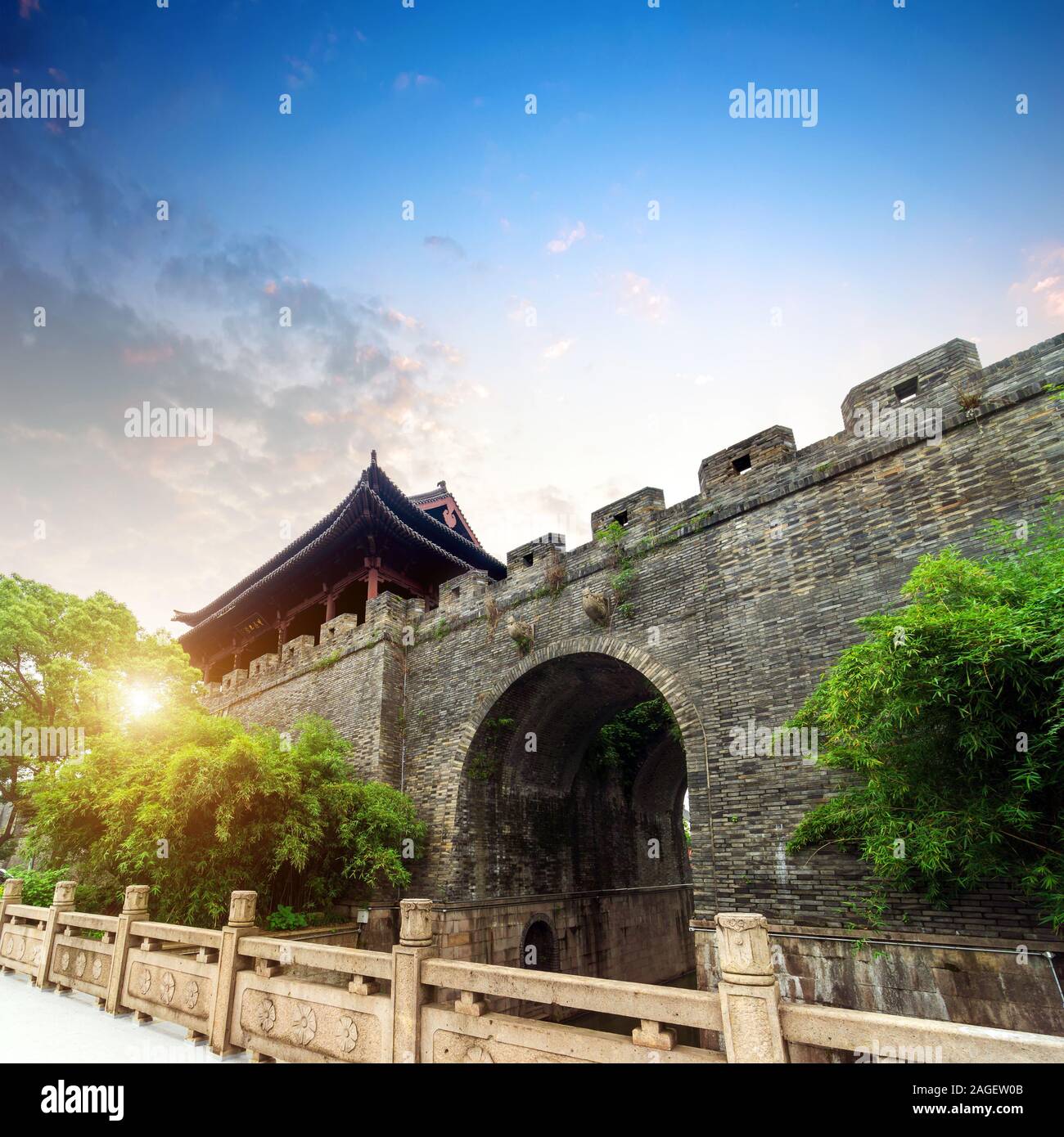 Ancient City Building, Shaoxing, Zhejiang, China. Translation:"Thinking ...