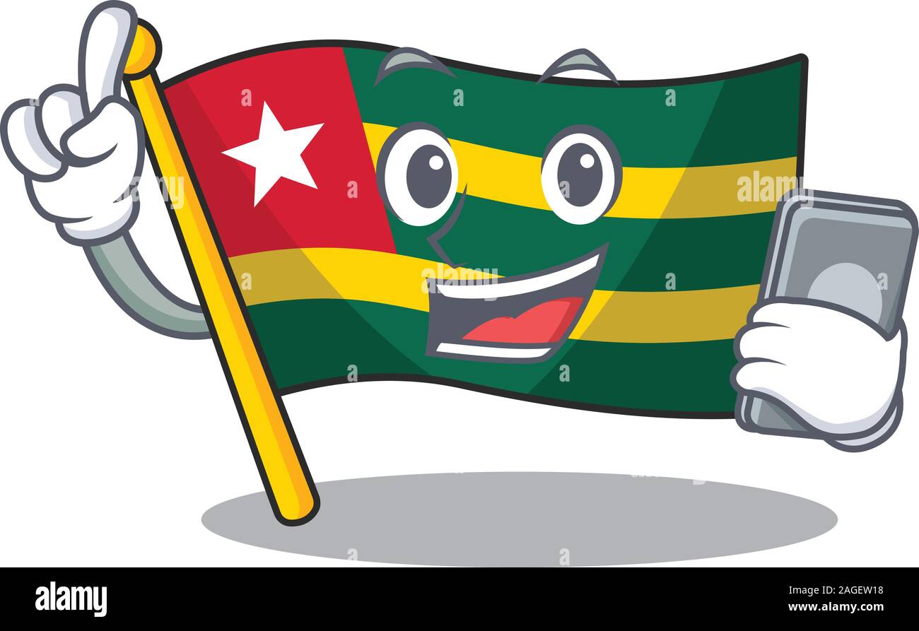 cartoon character of flag togo Scroll speaking with phone Stock Vector ...