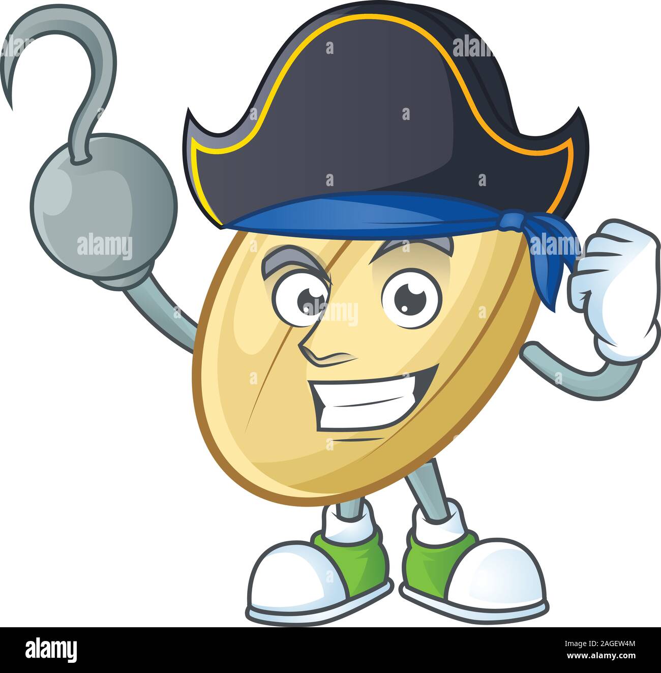 one hand Pirate split bean cartoon character wearing hat Stock Vector ...