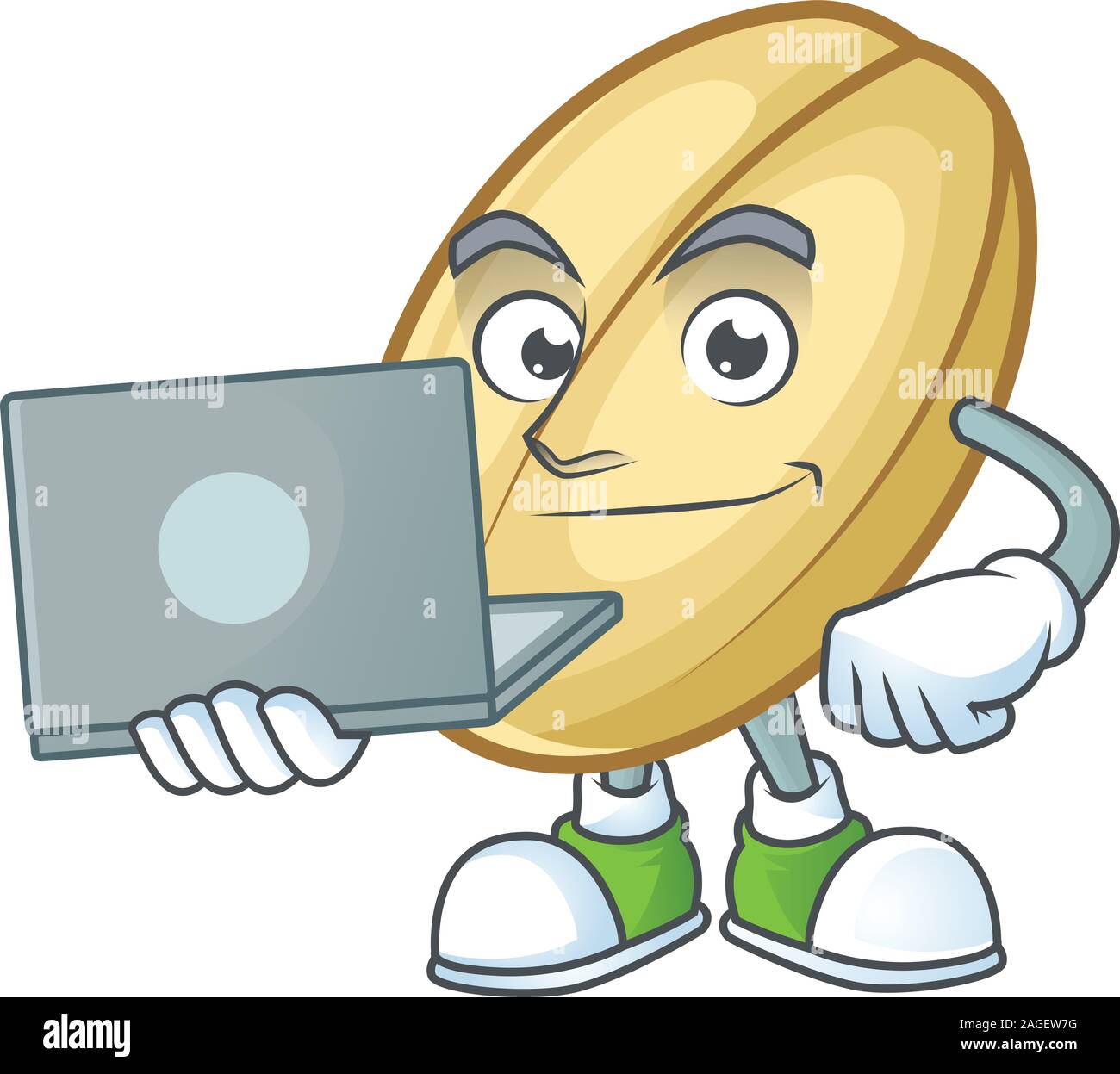 Smart split bean cartoon character working with laptop Stock Vector ...