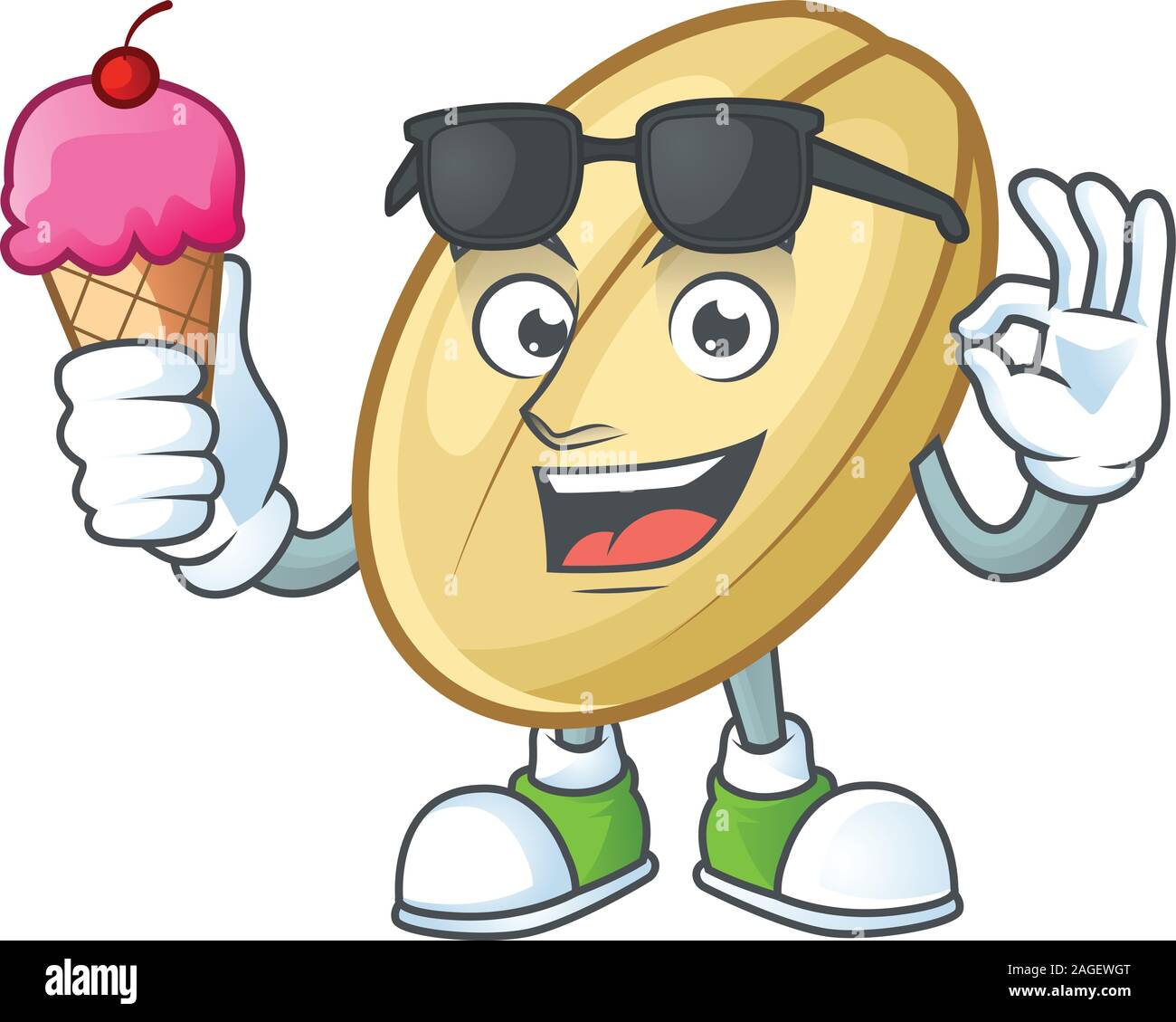Cute split bean cartoon character with ice cream Stock Vector Image ...