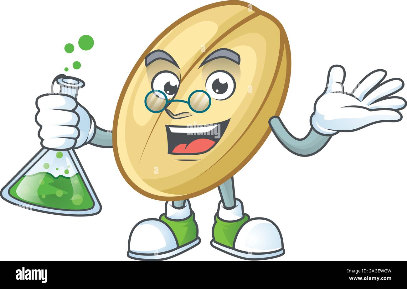 Smart split bean cartoon character holding glass tube Stock Vector ...