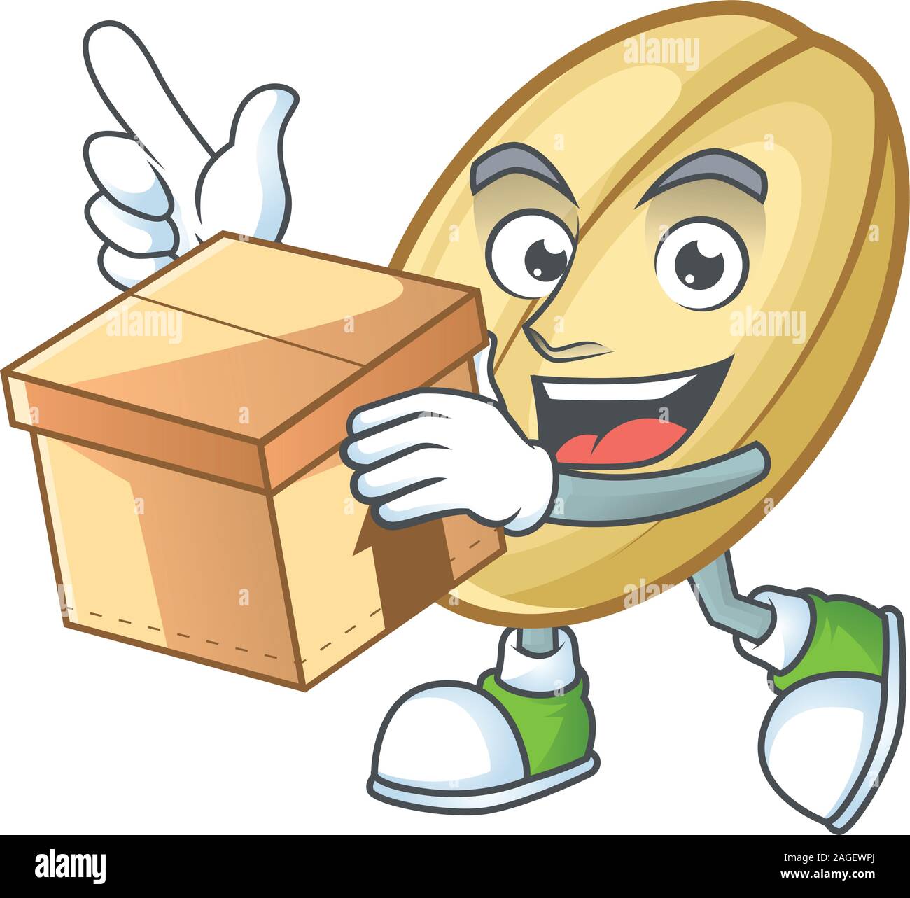 Cute split bean cartoon character style holding a box Stock Vector ...