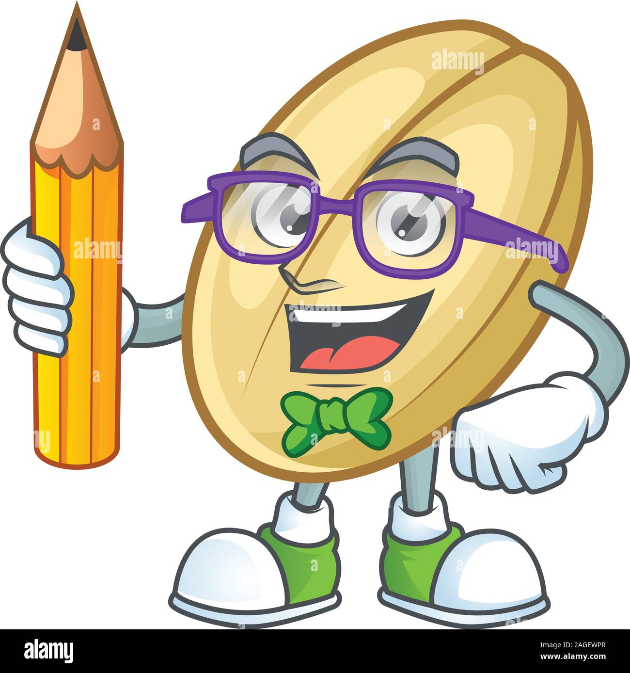 Cool smart Student split bean mascot with a pencil Stock Vector Image ...