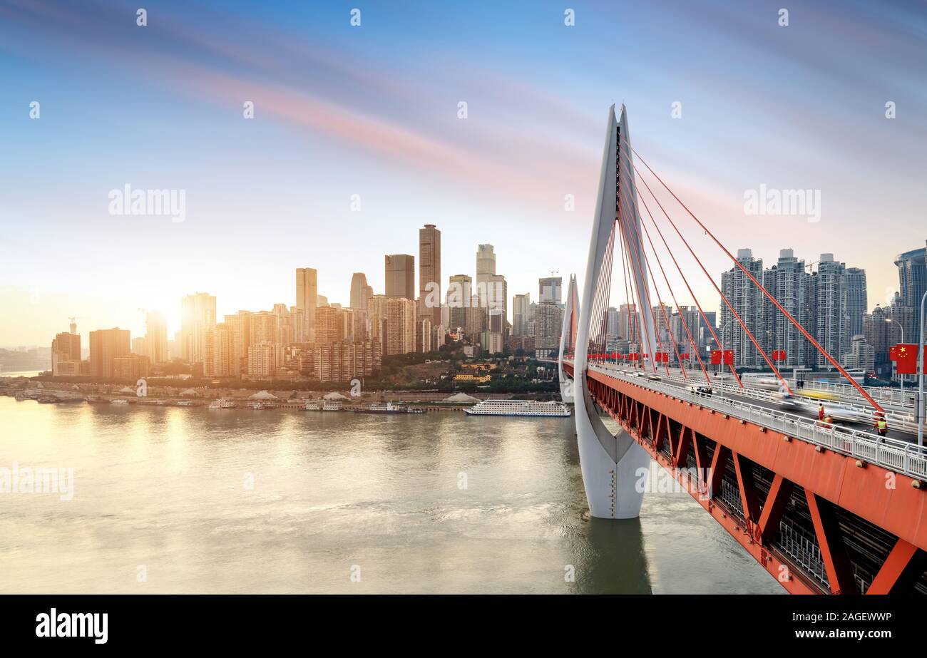 Chongqing city skyline, modern bridges and skyscrapers Stock Photo - Alamy