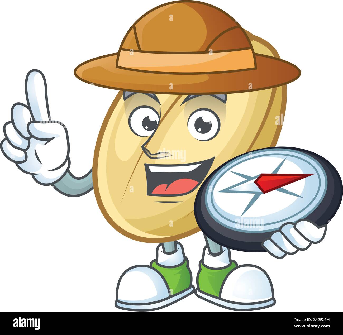Cool Explorer split bean cartoon character with a compass Stock Vector ...