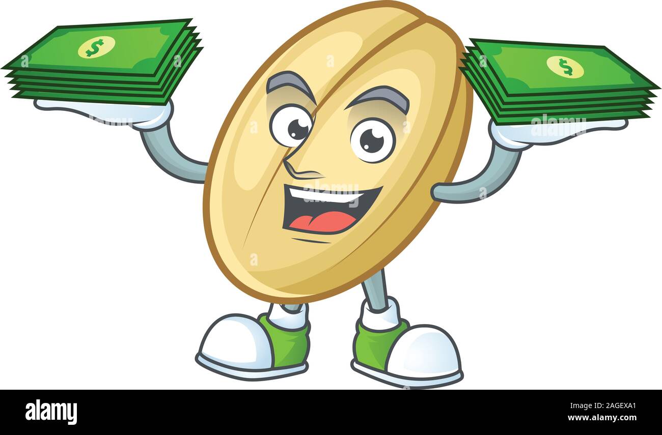Happy face split bean character with money on hand Stock Vector Image ...