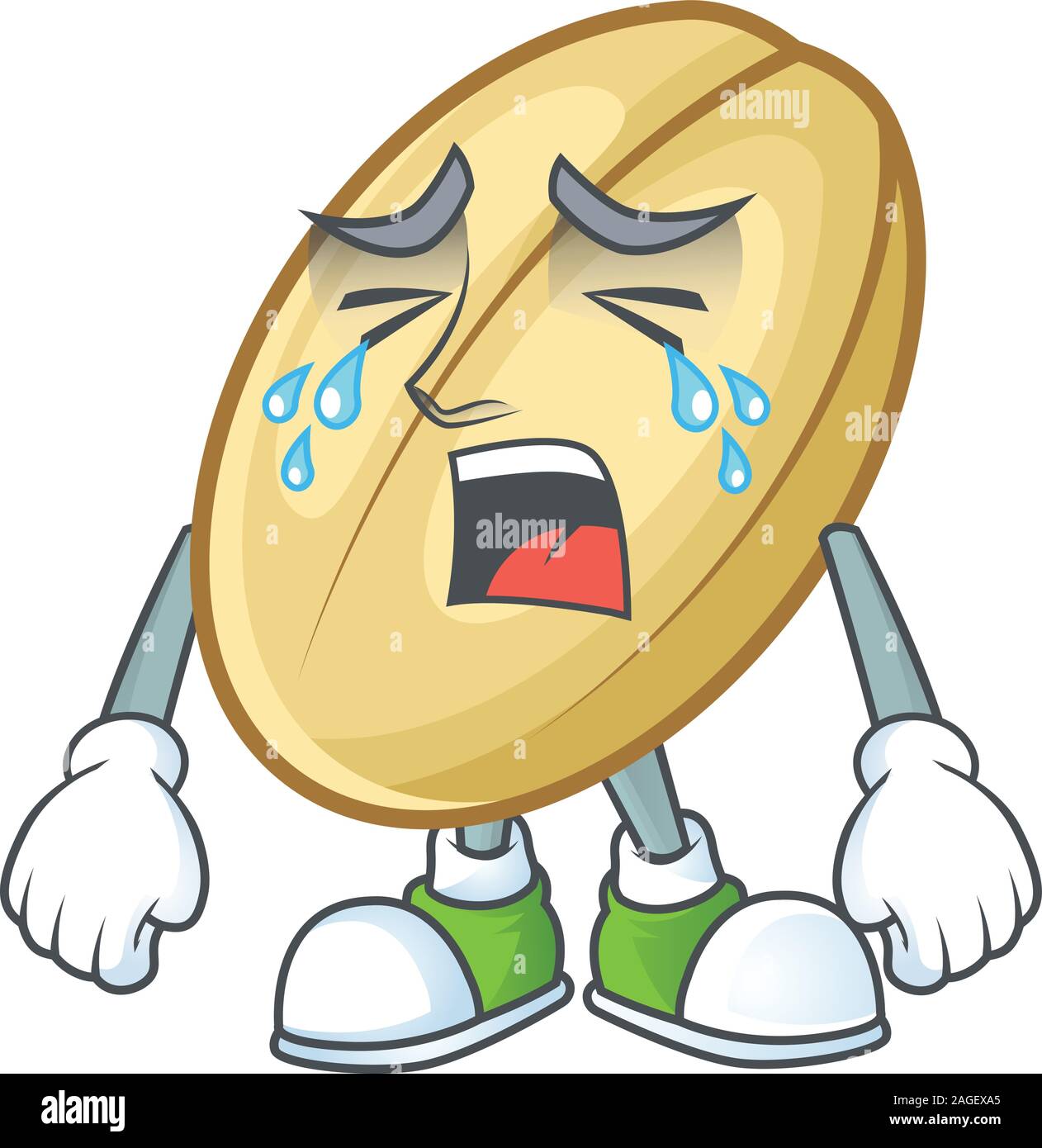 Sad Crying gesture split bean cartoon character style Stock Vector ...