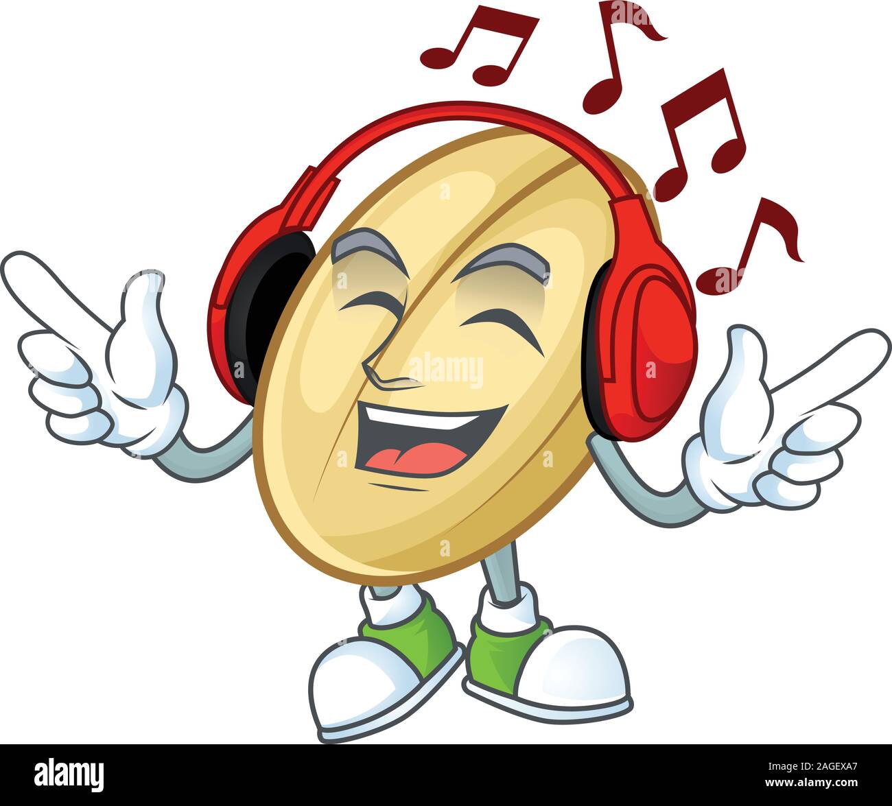Singing and Listening music split bean cartoon character Stock Vector ...