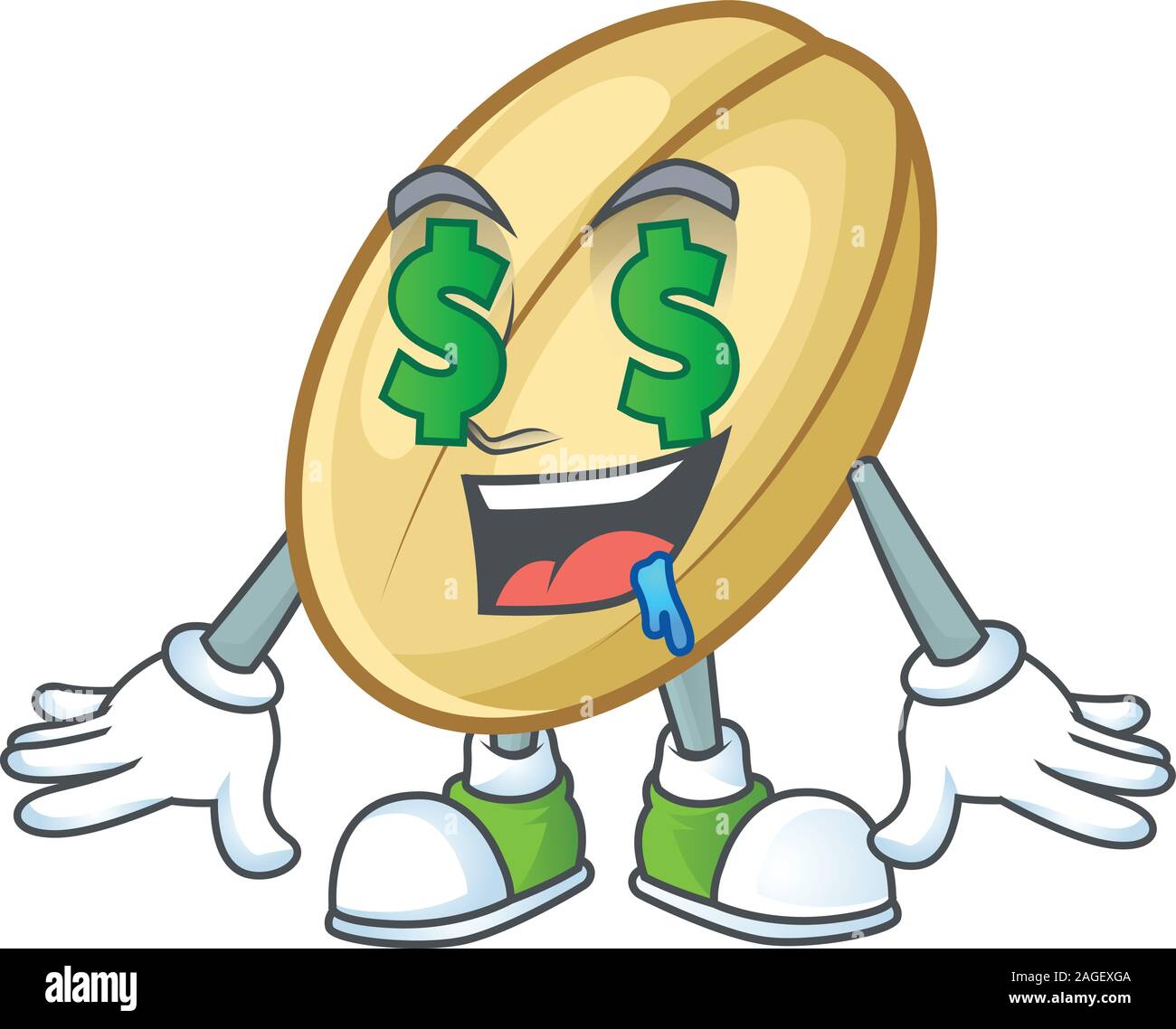 Cute split bean with Money eye cartoon character design Stock Vector ...