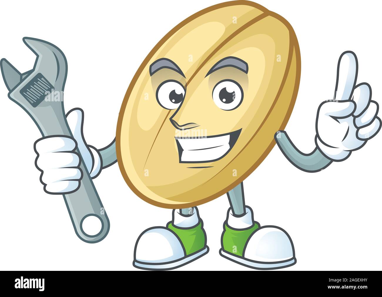 Smart and Professional Mechanic split bean cartoon character Stock ...