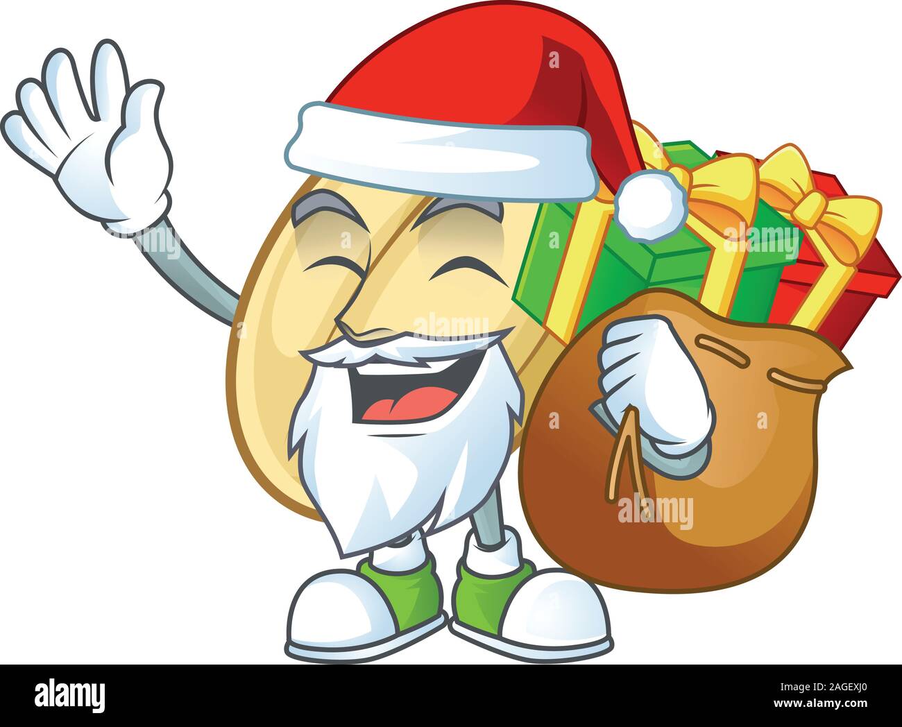 Santa Claus with gift bag split bean Cartoon design Stock Vector Image ...