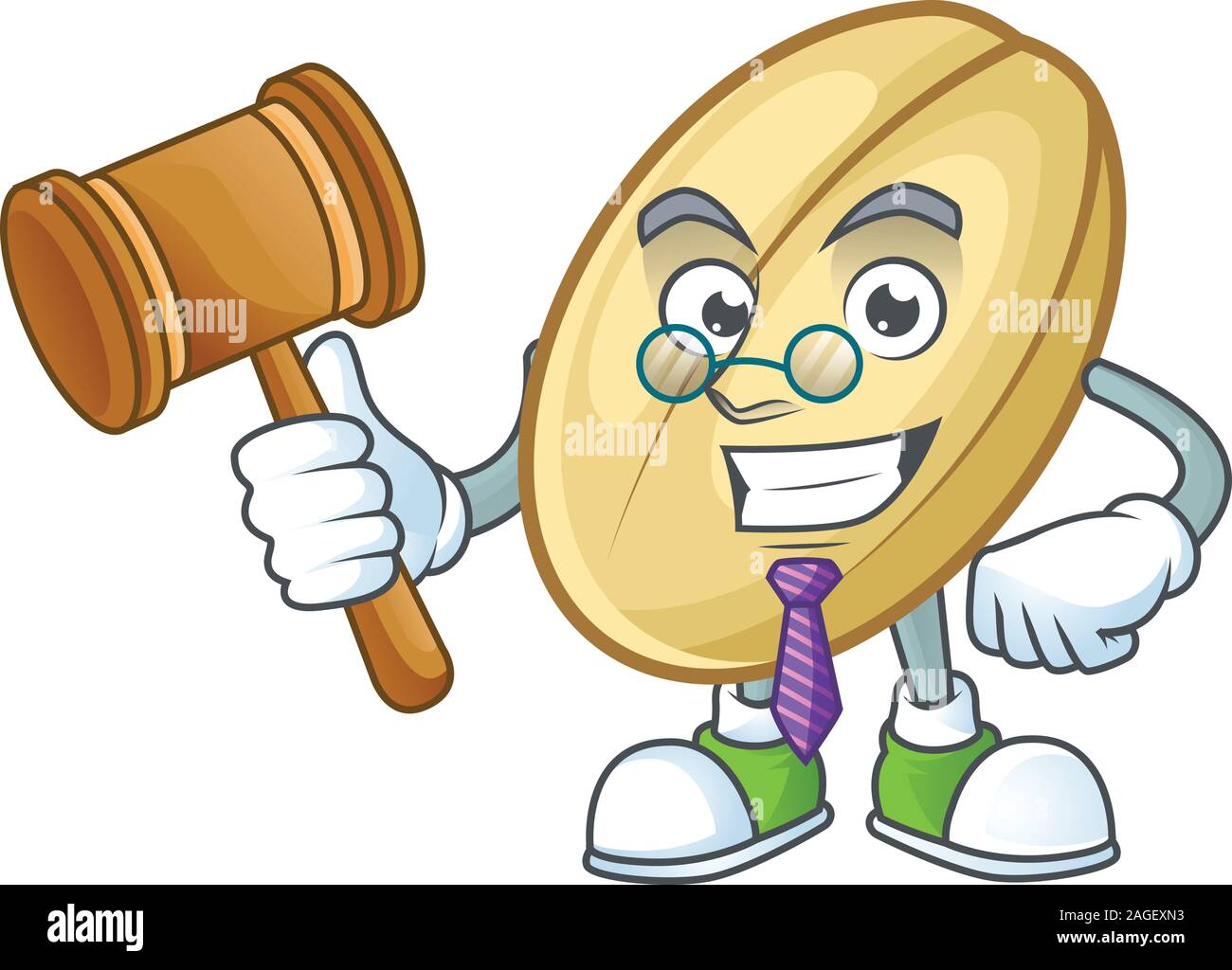A professional judge split bean presented in cartoon character design ...