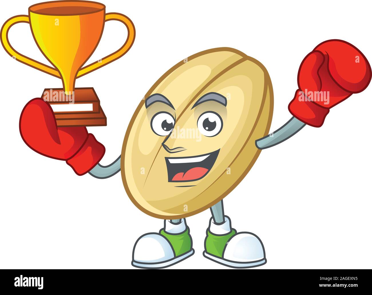 Super cool Boxing winner split bean in mascot cartoon style Stock ...