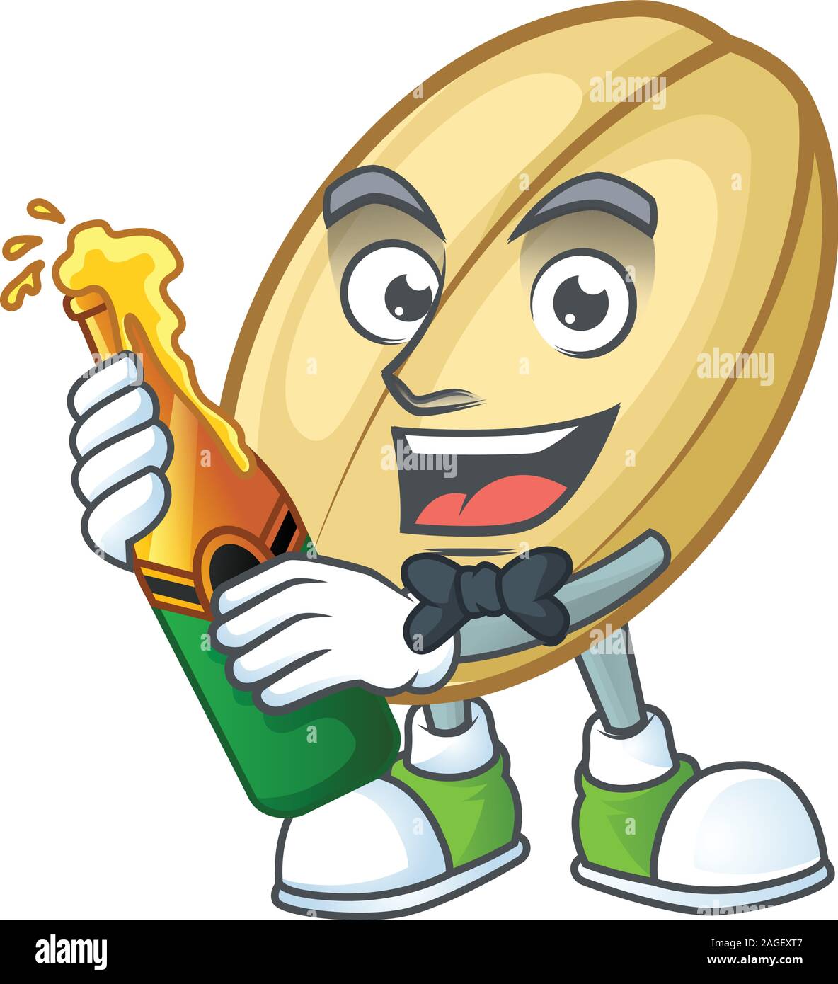Happy split bean with beer cartoon character design Stock Vector Image ...