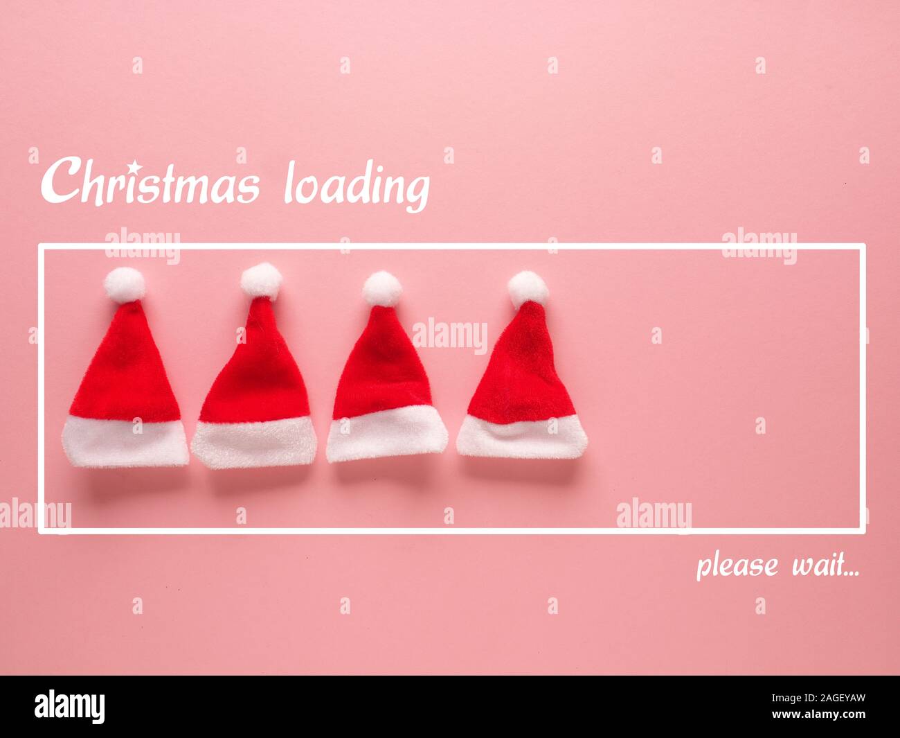 Christmas loading bar with hat of Santa on a pink background Stock ...