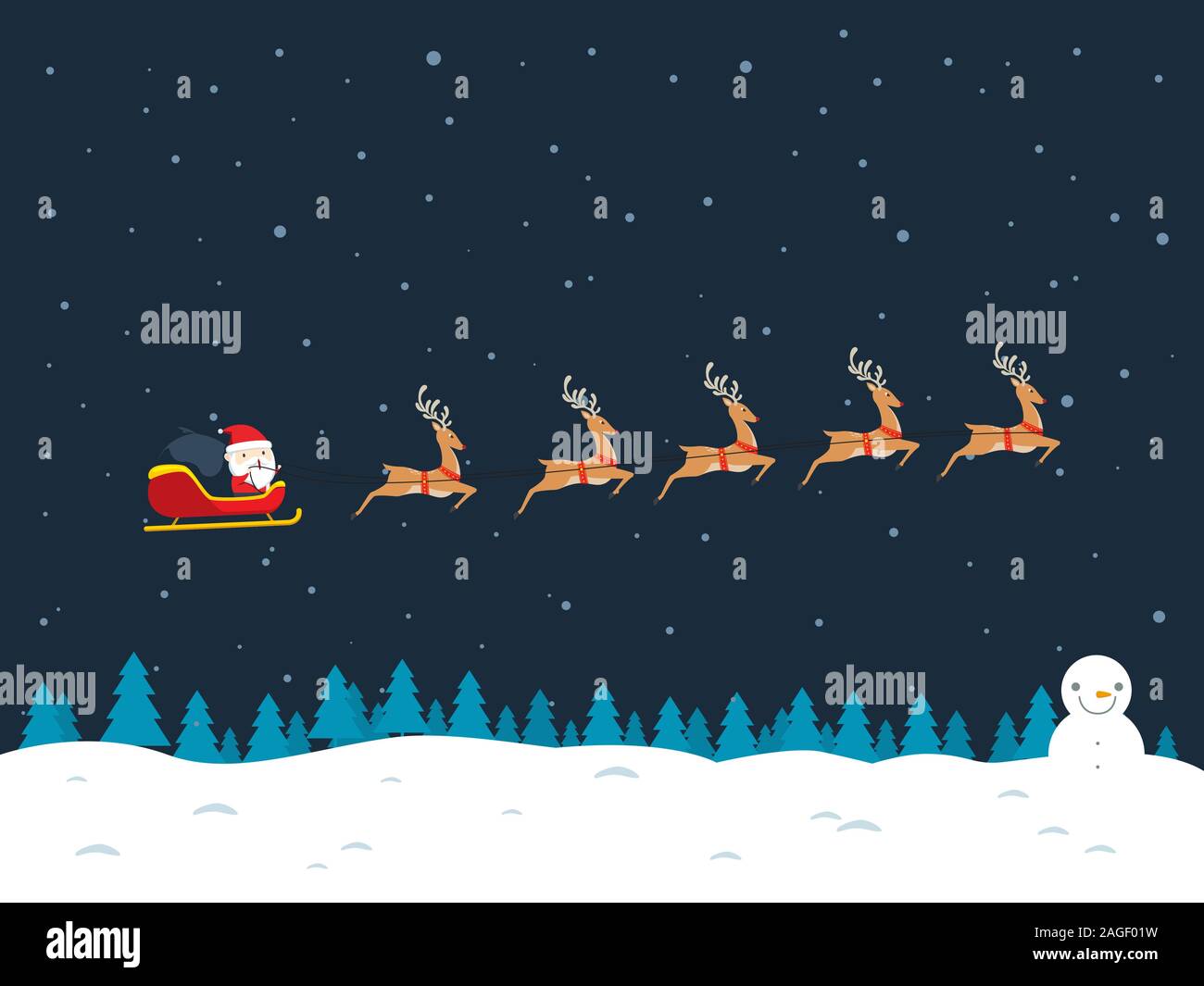Santa sleigh reindeer flying over hi-res stock photography and images ...
