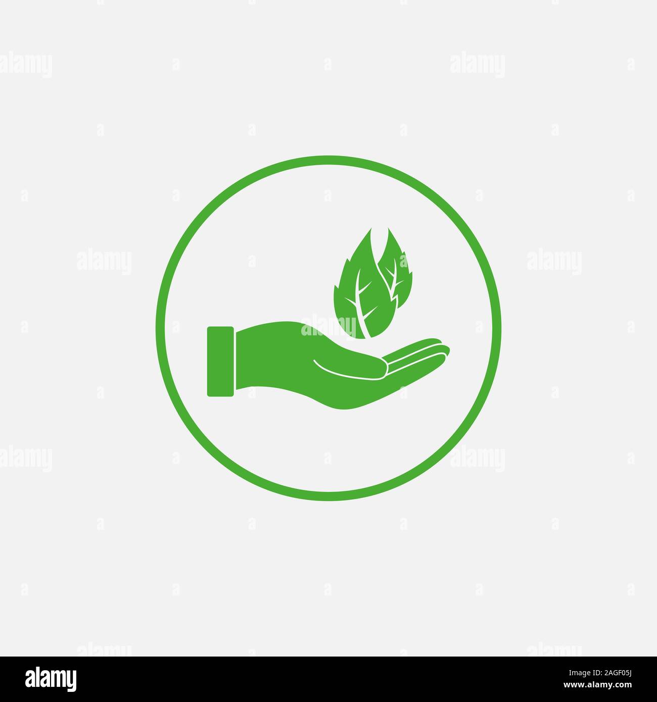 Leaf in hand icon. Vector illustration, flat design Stock Vector Image ...