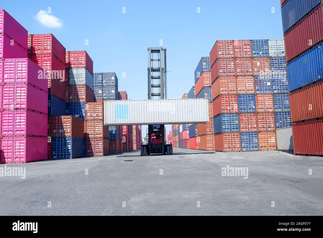 Logistics and transportation of harbor, container truck, container ...