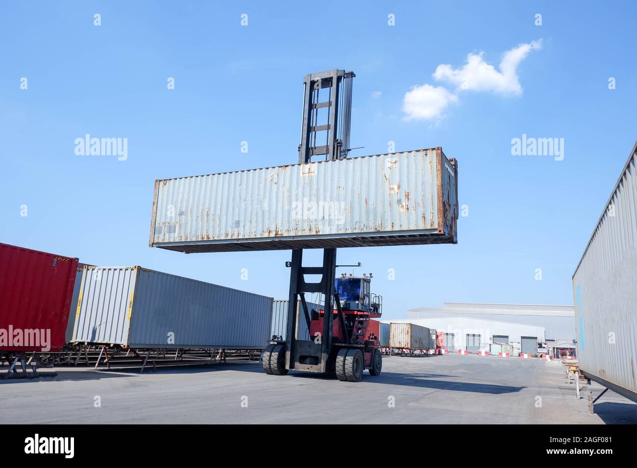 Logistics and transportation of harbor, container truck, container ...