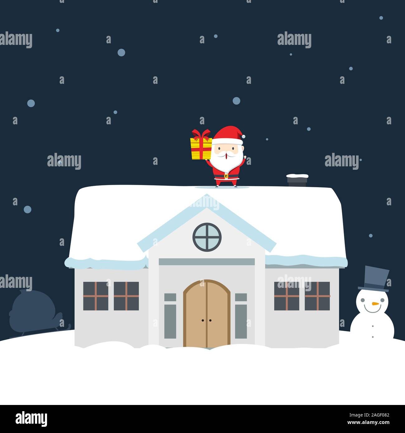 Santa claus building snowman Stock Vector Images - Alamy