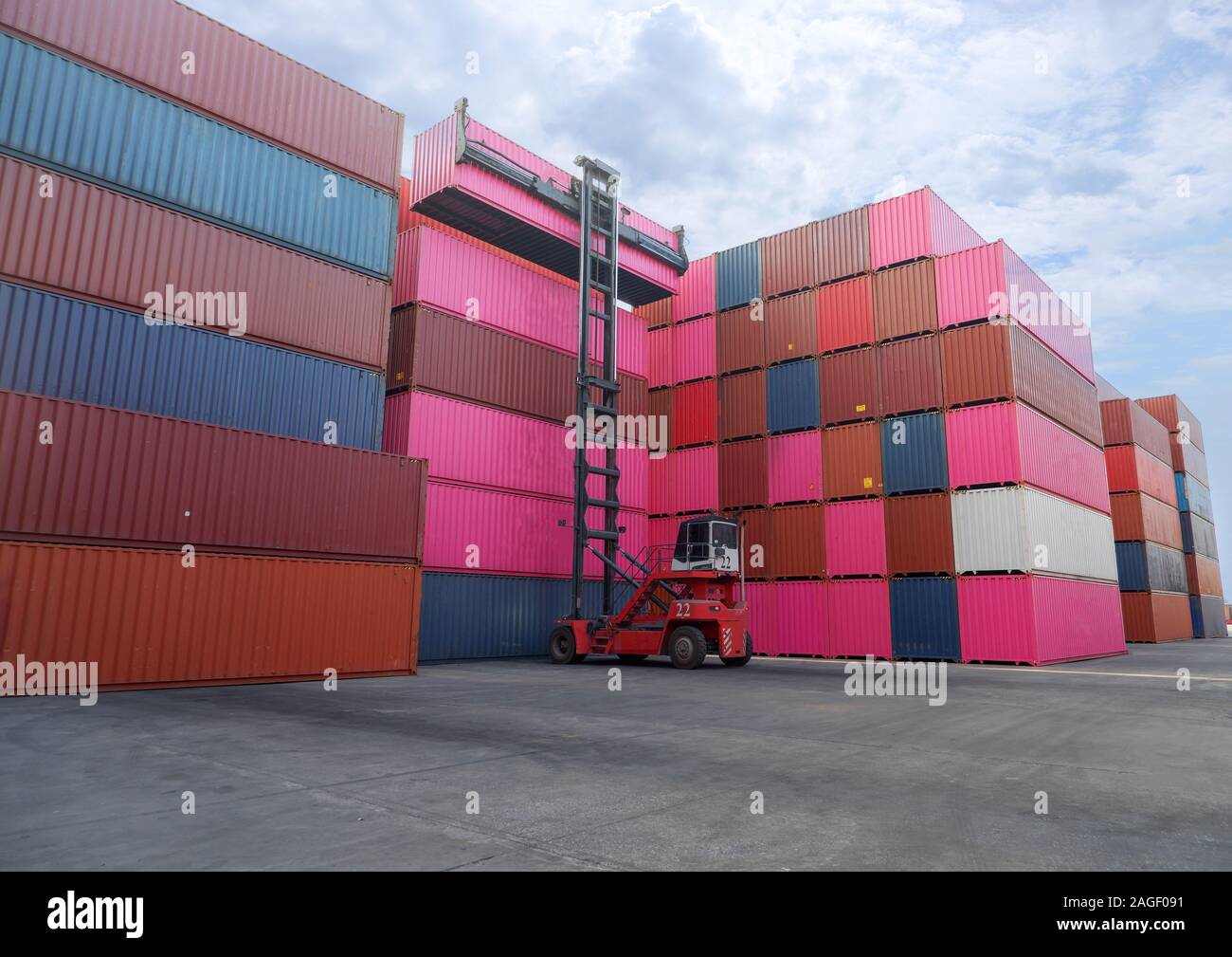 Logistics and transportation of harbor, container truck, container ...