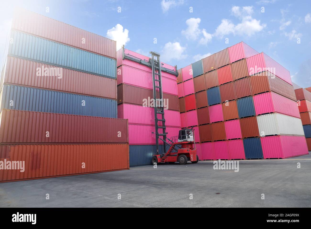 Logistics and transportation of harbor, container truck, container ...