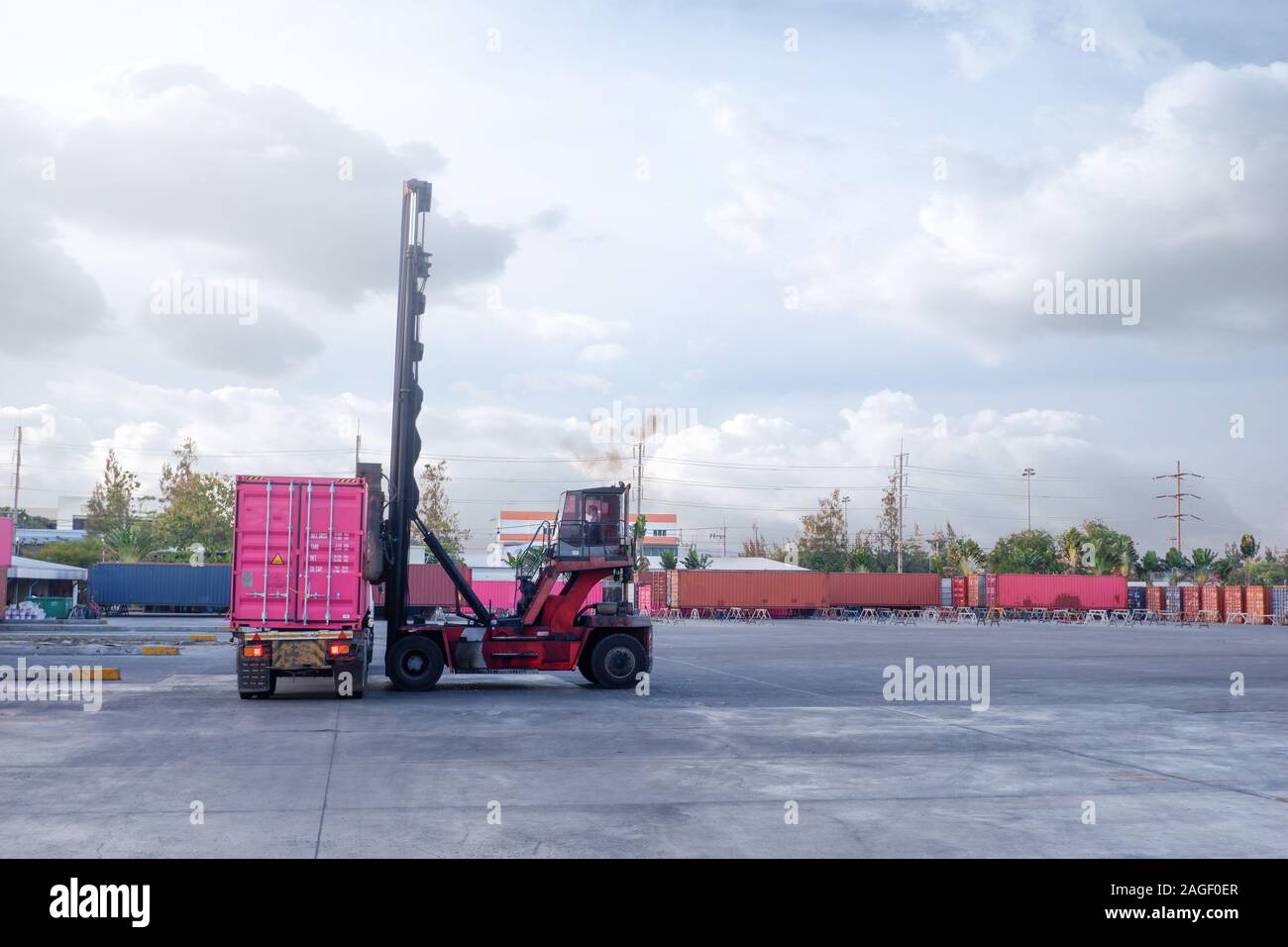 Logistics and transportation of harbor, container truck, container ...