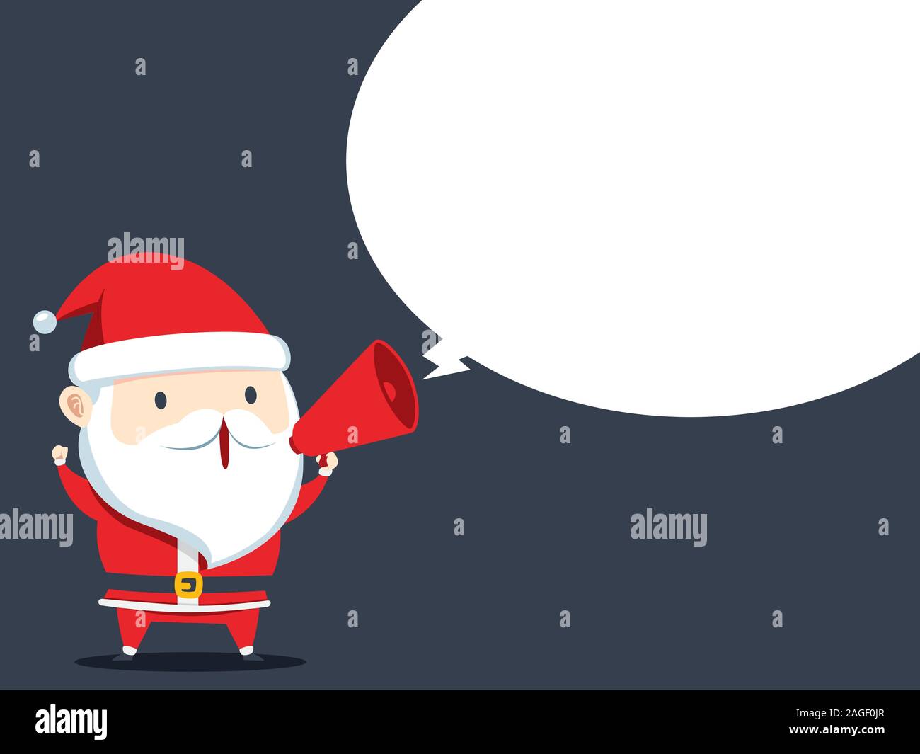 Chibi Santa shout out using Megaphone with dark background. full body ...