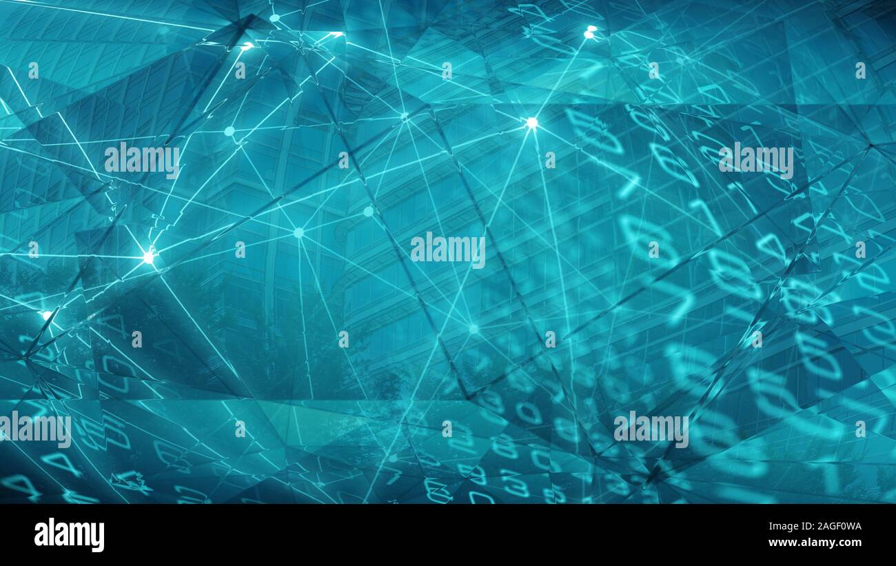 Computer science in business and finance, digital numbers connection ...