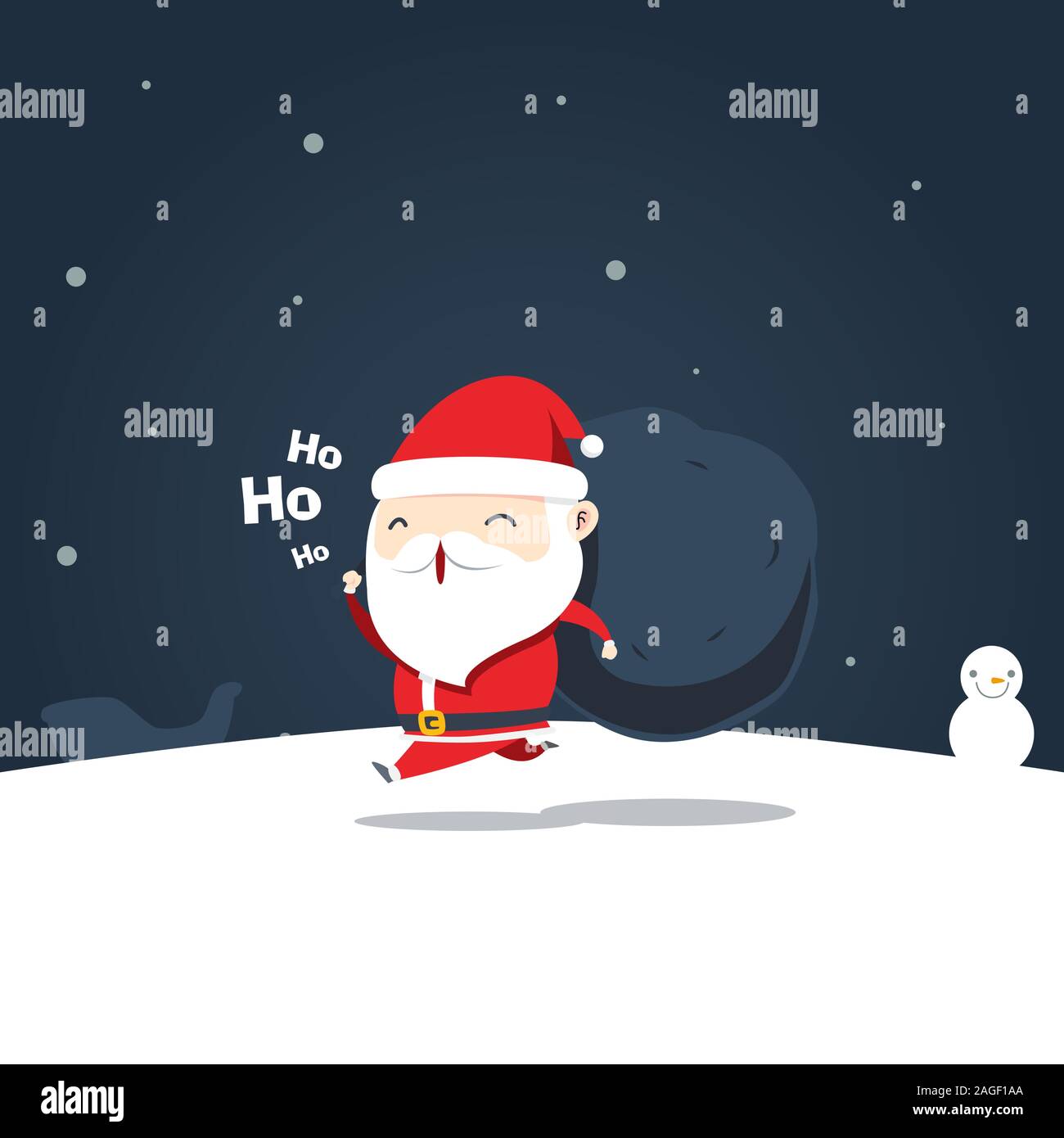 Chibi Santa shout out using Megaphone with a dark background. full body ...