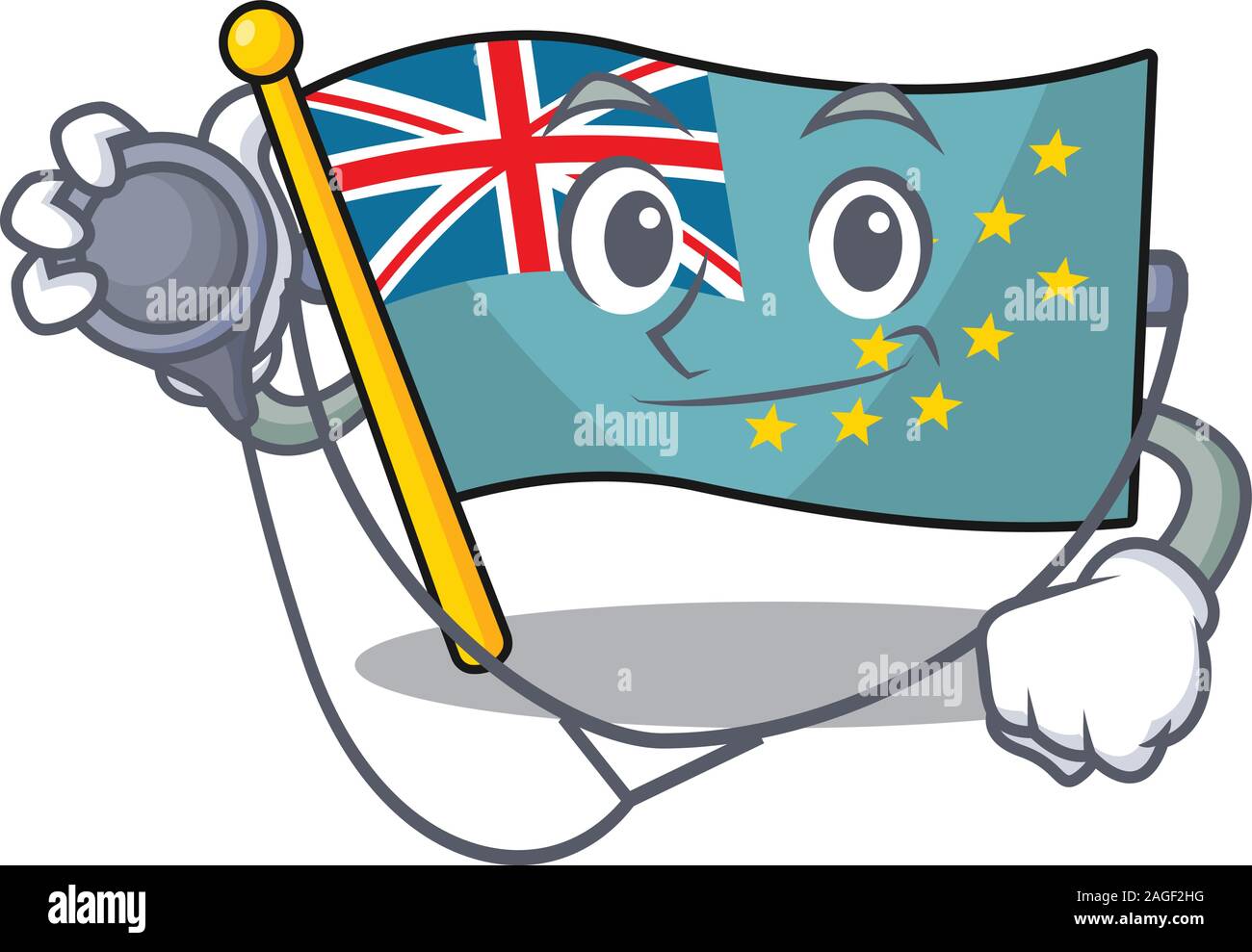 Cute flag tuvalu Scroll cartoon character in a Doctor with tools Stock ...