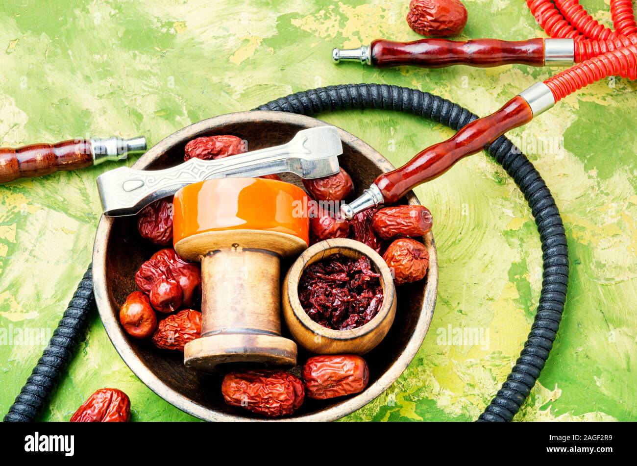 Turkish smoking hookah.Shisha tobacco with aroma of unabi Stock Photo ...