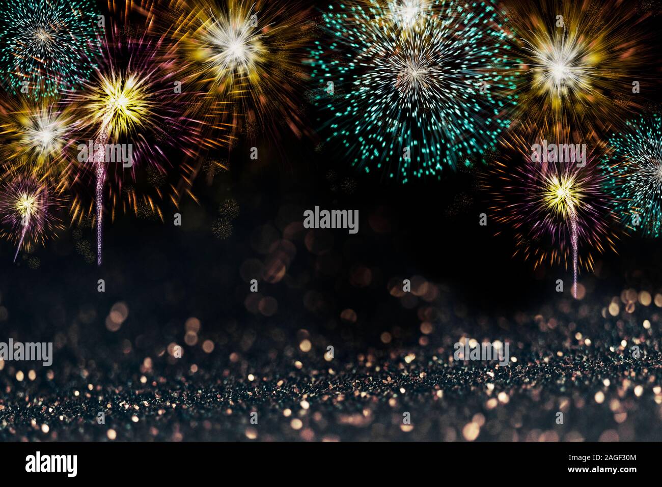 celebrate festival fire work on black sky background Stock Photo - Alamy