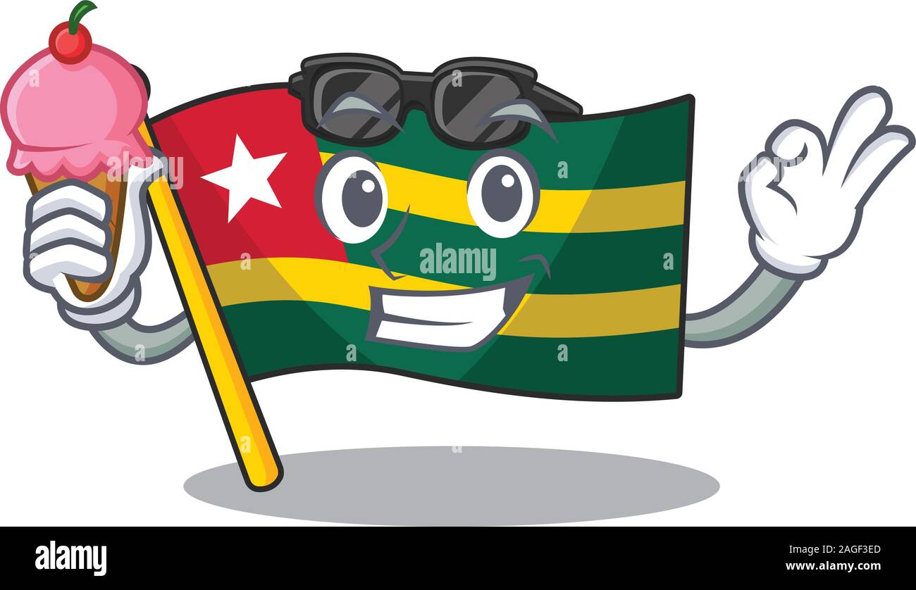 Happy cartoon of flag togo Scroll with ice cream Stock Vector Image ...