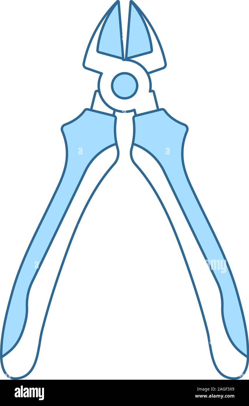 Side Cutters Icon. Thin Line With Blue Fill Design. Vector Illustration ...