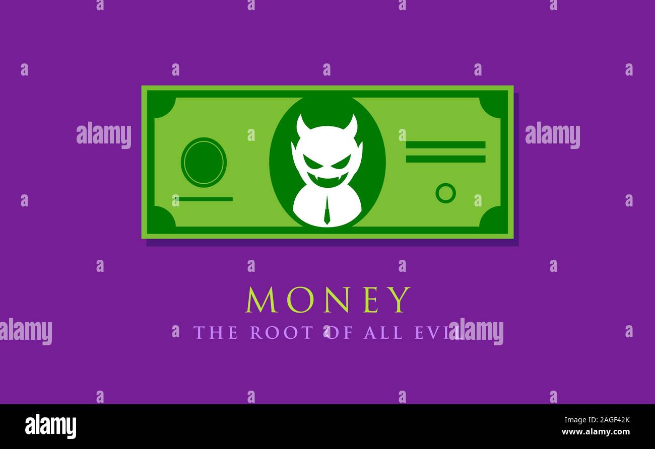 Devil figure inside the money. Isolated Vector Illustration Stock ...
