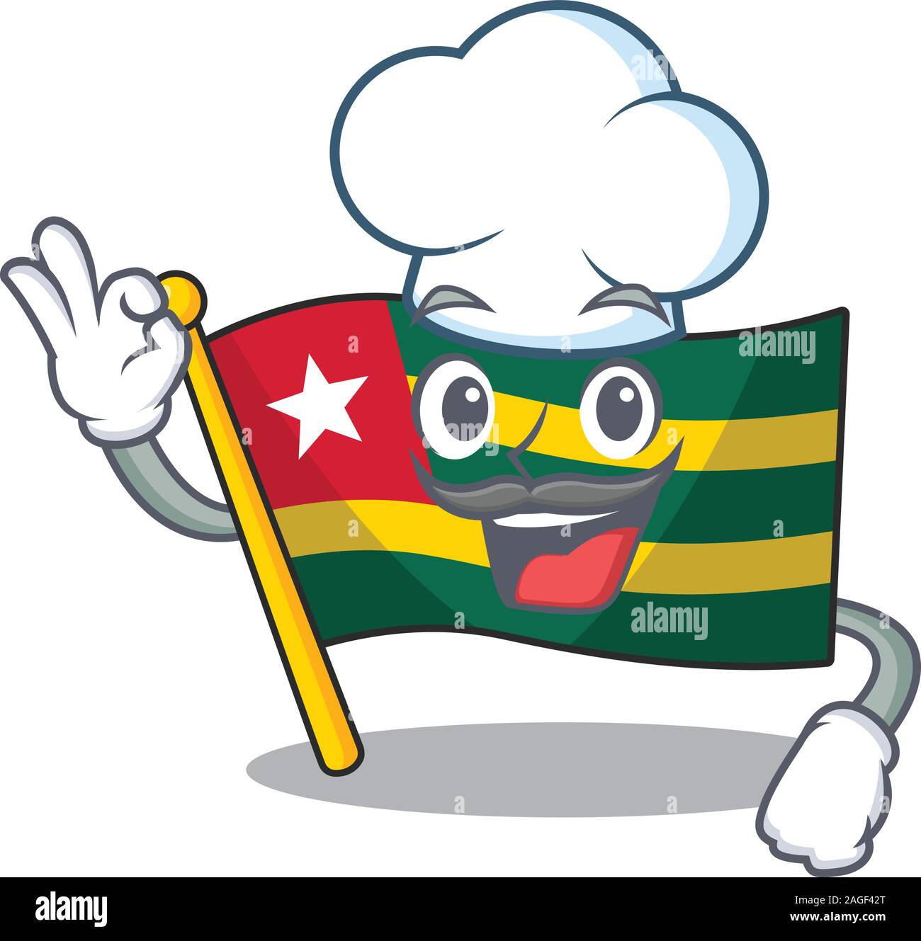 Funny Chef flag togo Scroll cartoon character wearing white hat Stock ...