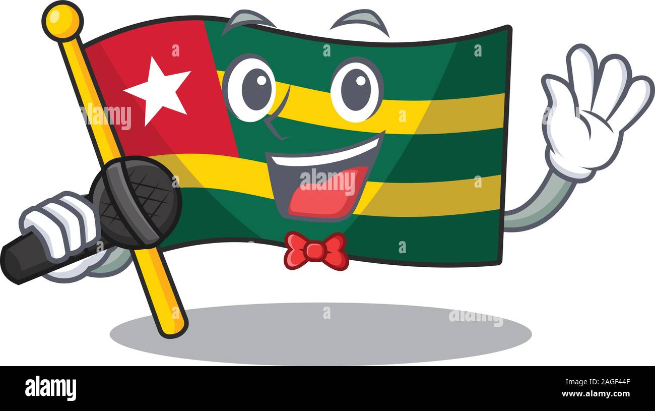 Cute cartoon Singing flag togo Scroll with a microphone Stock Vector ...