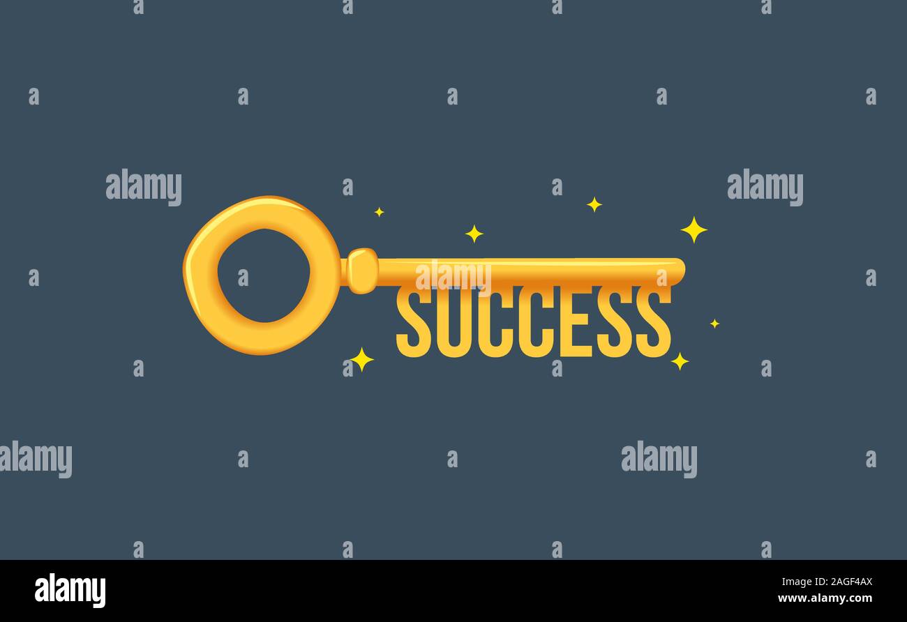 The Golden Success Key in a dark background. Isolated Vector ...