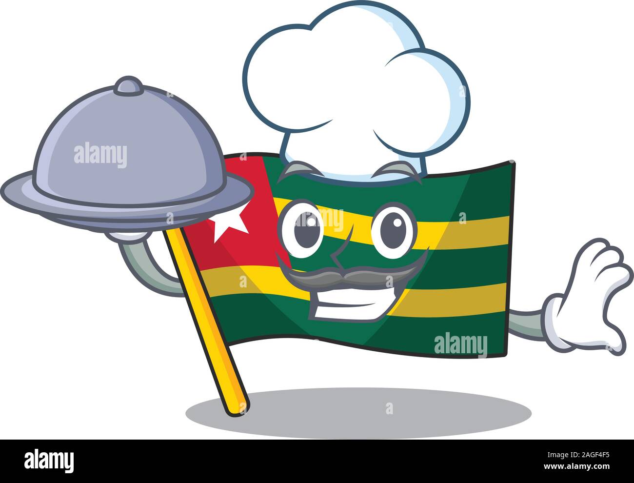 cartoon design flag togo Scroll as a Chef with food on tray Stock ...