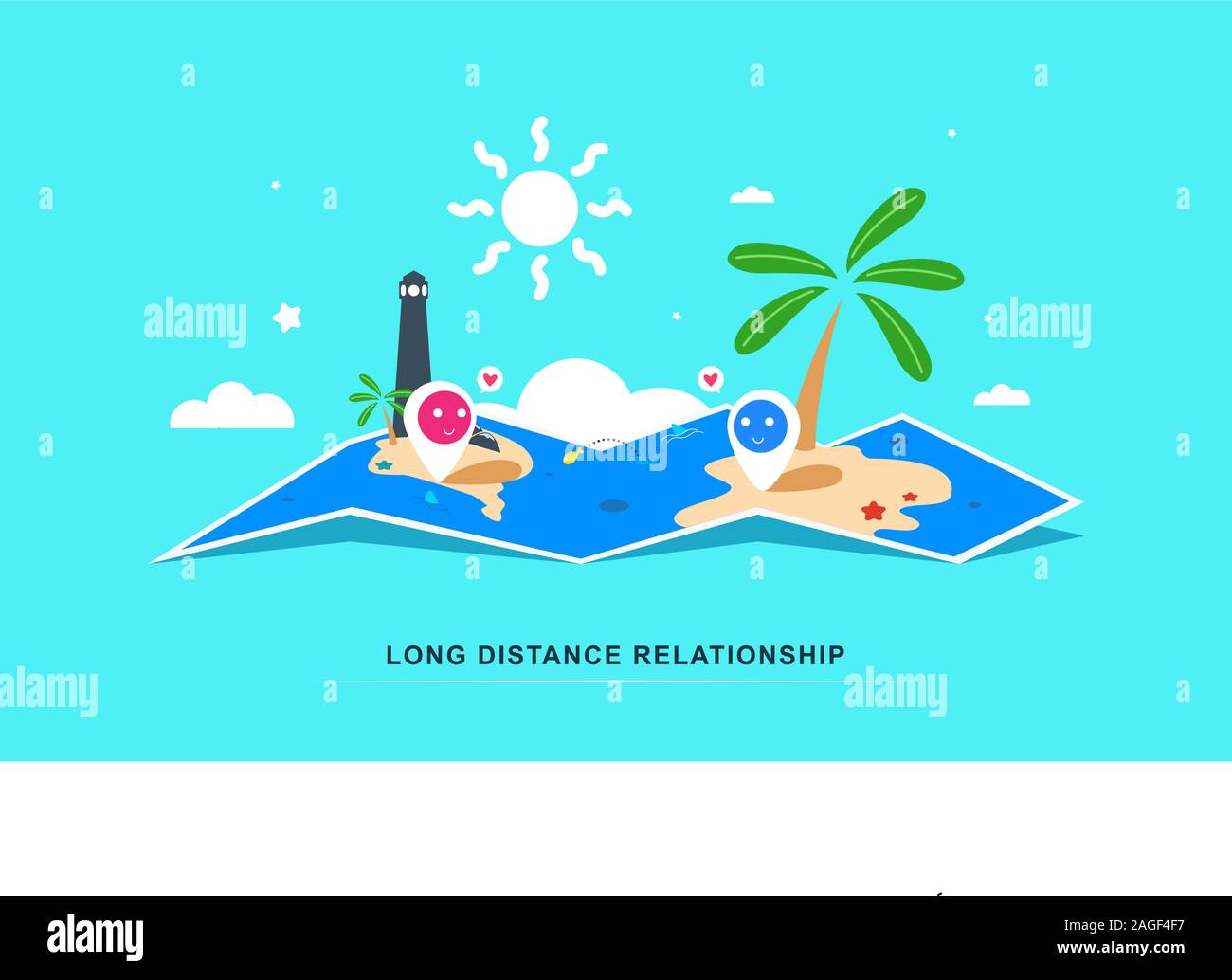 Long distance Relationship - Conceptual illustration represented by two ...