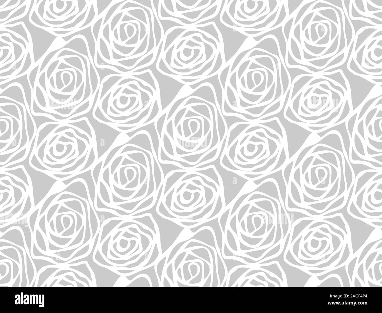 Hand drawn swirl rose flower pattern seamless repeat background Stock ...