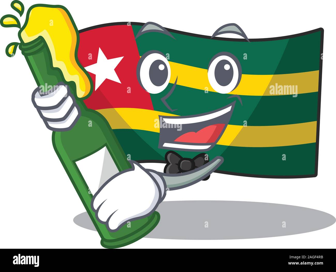 Flag togo Scroll with bottle of beer mascot cartoon style Stock Vector ...